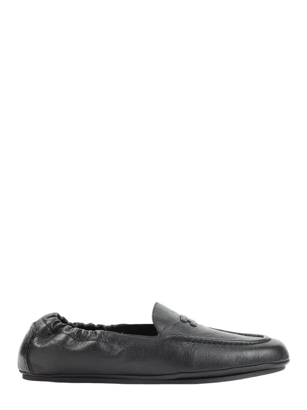 Celine Leather Triomphe Loafers - Black