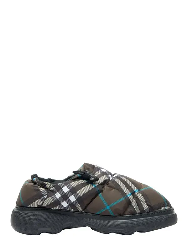 Burberry Check Nylon-blend Quilted Pillow Mules - Green