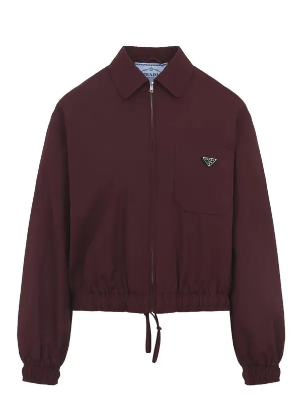 Prada Polyester Zip-up Jacket With Enamelled Triangle Logo - Red