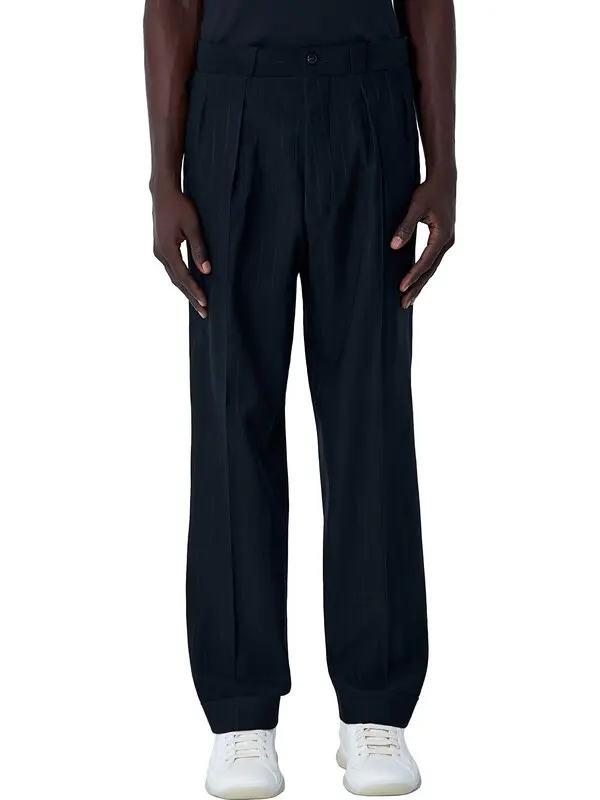 Prada Wool-blend Pinstripe Pants - Black