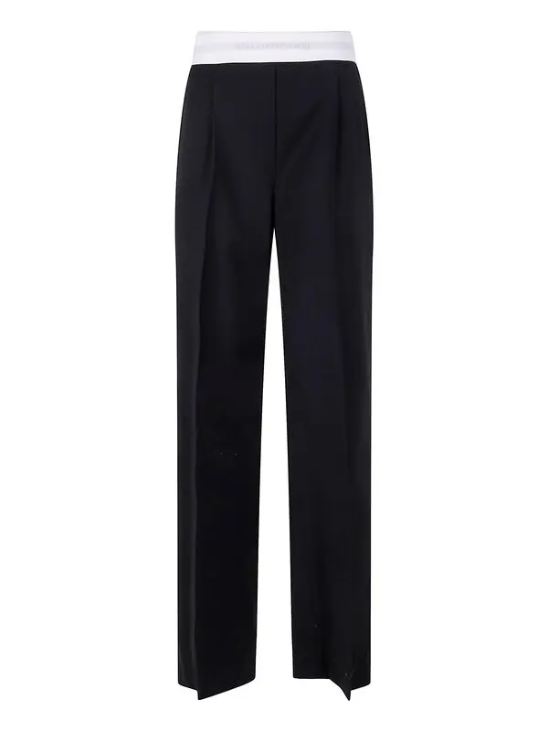 Alexander Wang High Waisted Pleated Trousers With Logo Elastic Waistband - Black