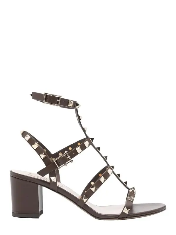 Valentino Garavani Rockstud 60 Leather Ankle Strap Sandals - Brown