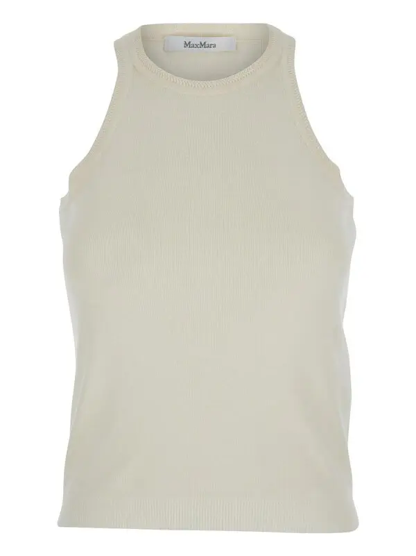 Max Mara Sleeveless Halterneck Cotton Top - White