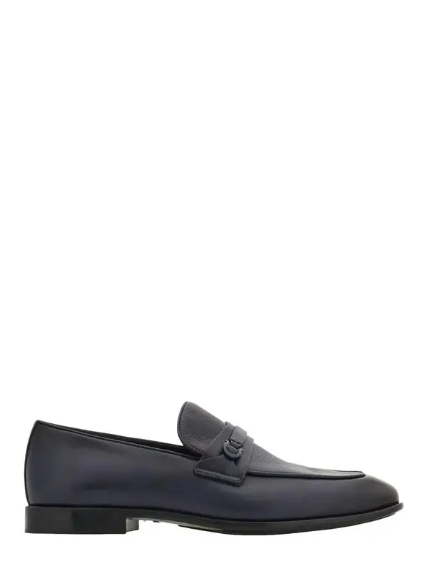 FERRAGAMO Desio Shaded Leather Loafers - Blue