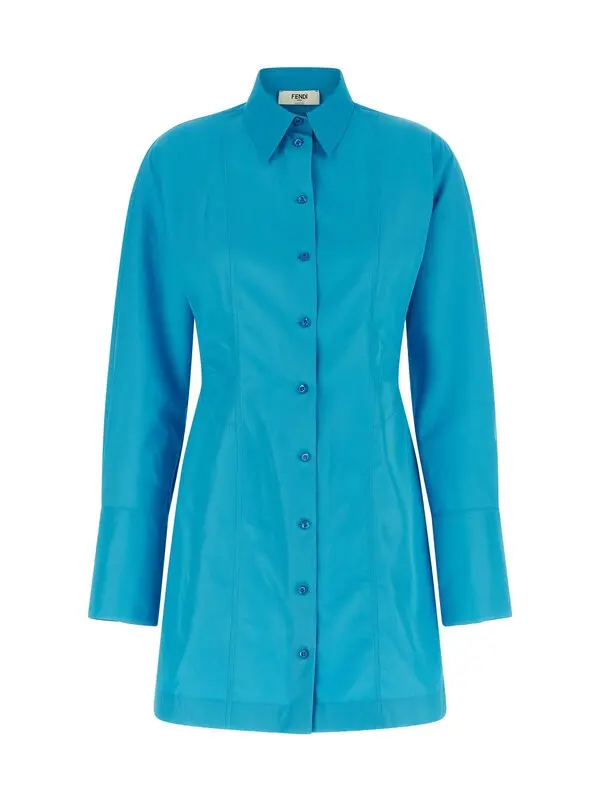 Fendi Viscose Techno Mini Dress - Blue