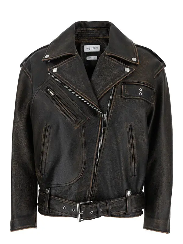 Alexander McQueen Leather Biker Jacket - Multicolor