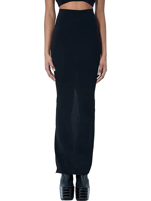 Rick Owens Wool Knit Maxi Skirt - Black