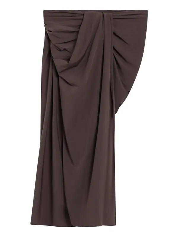 Jacquemus Asymmetrical Draped Midi Skirt - Brown