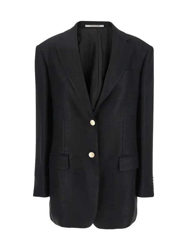 Tagliatore Black Viscose Blend Jacket With Pointed Lapels - Multicolor