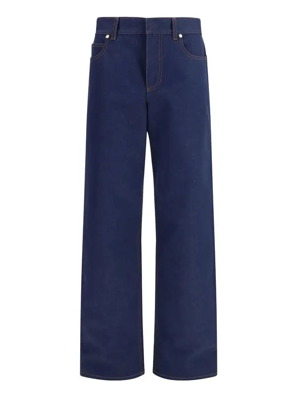 Fendi Five-pocket Straight Cut Jeans With Logo Detail - Blue