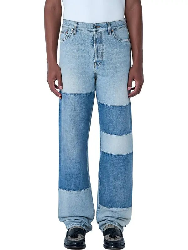 Gucci Contrast Panel Straight-leg Jeans - Blue