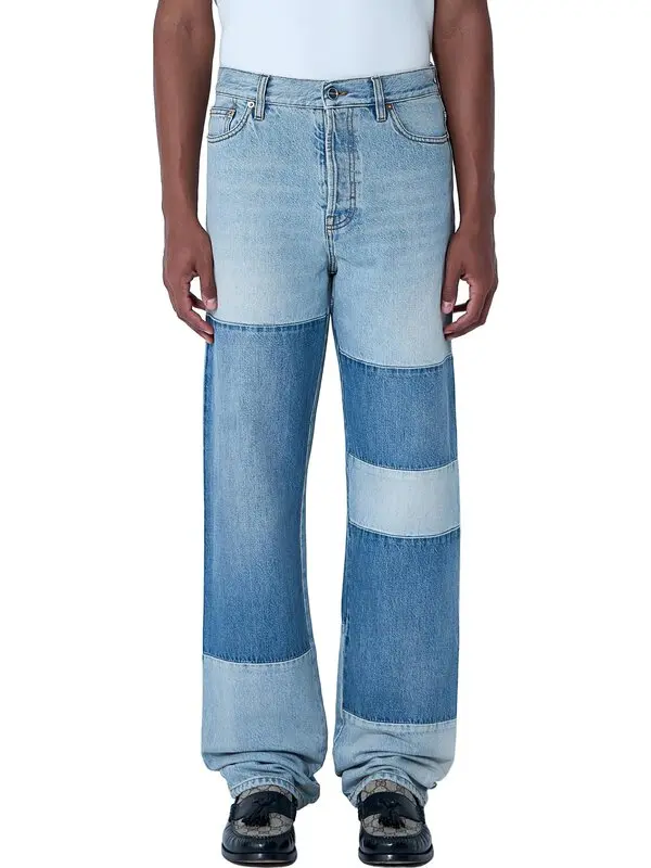 Gucci Contrast Panel Straight-leg Jeans - Blue