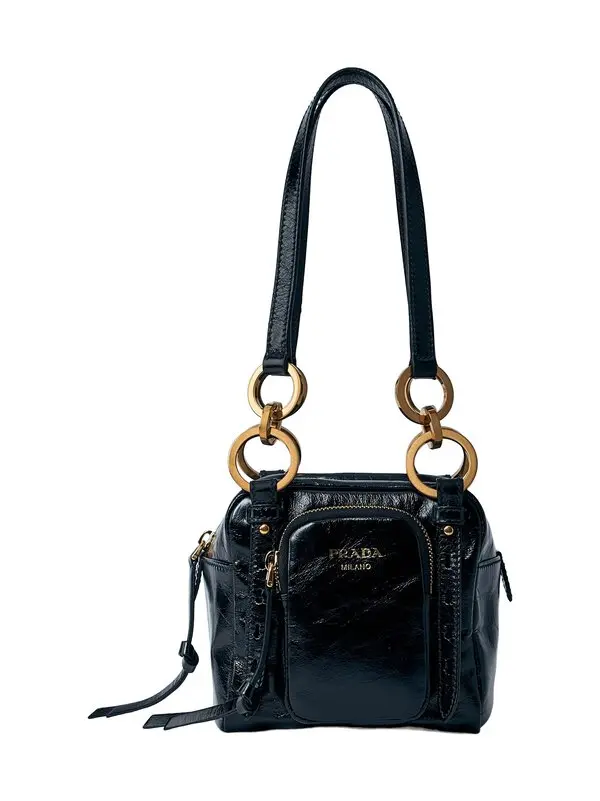 Prada Mini Dangle Leather Handbag - Black