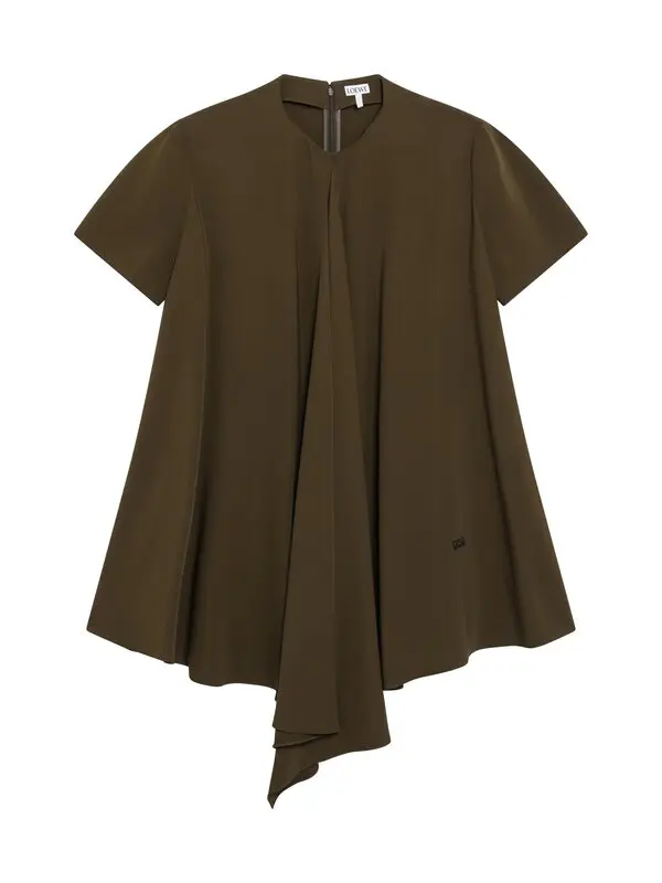 Loewe Stretch Viscose Cady Dress With Draping - Green
