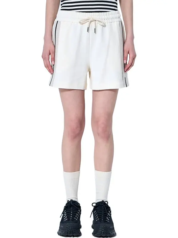 Moncler Logo Patch Track Shorts - Cream