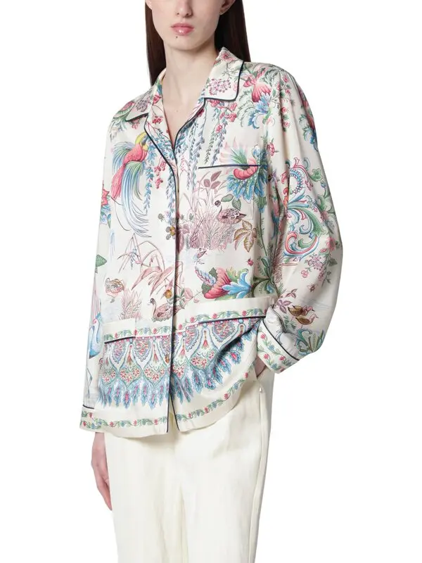 Etro Floral Print Shirt In Fluid Twill - Multicolor