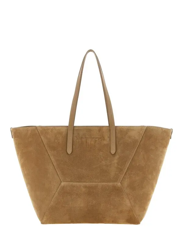 Brunello Cucinelli Maxi Suede Shoulder Bag - Brown