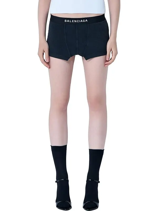 Balenciaga Cut-off Brief Mini Skirt In Stretch Cotton - Black