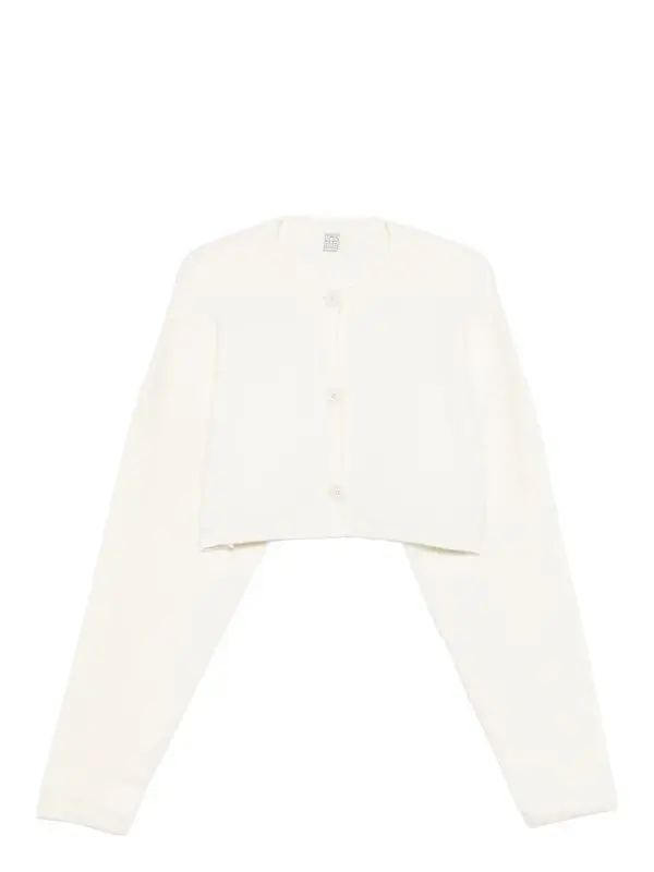 TOTEME Cropped Wool Cardigan With Button Fastening - Multicolor
