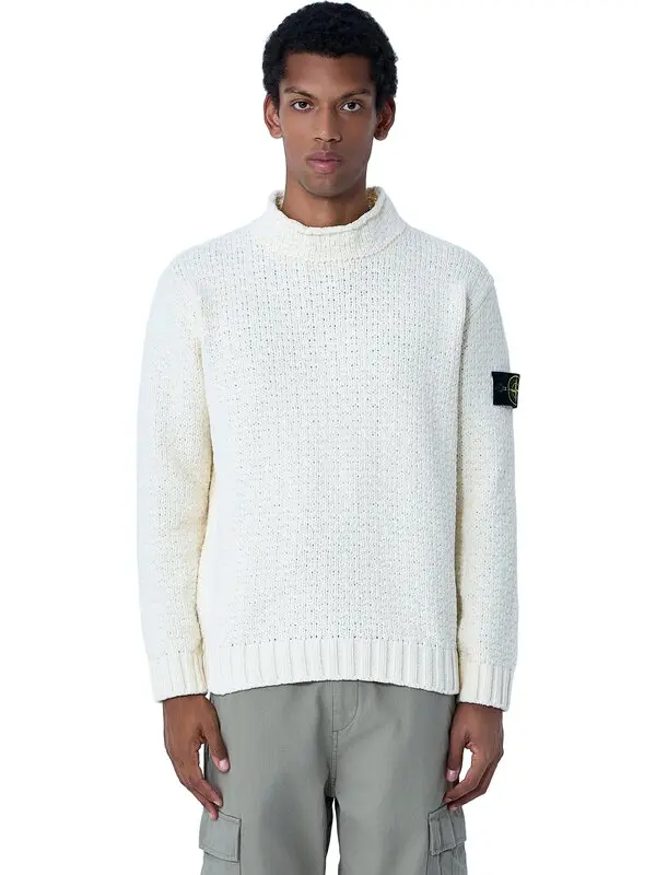 Stone Island Cotton Knit Sweater With Compass Patch - Multicolor