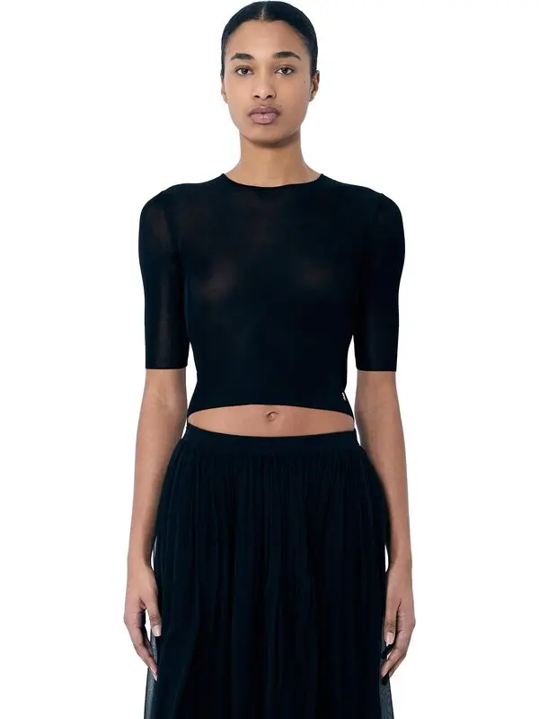 Saint Laurent Cassandre Knit Top - Black