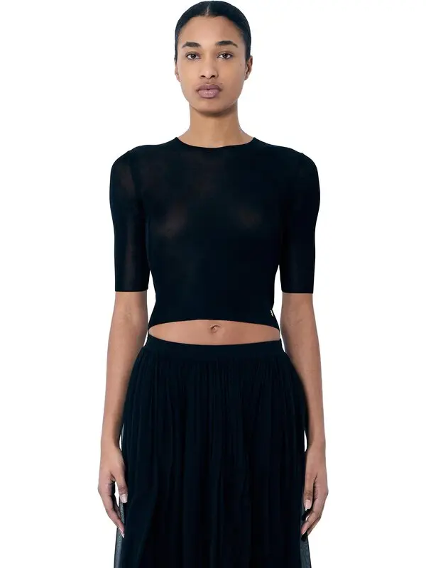 Saint Laurent Cassandre Knit Top - Black