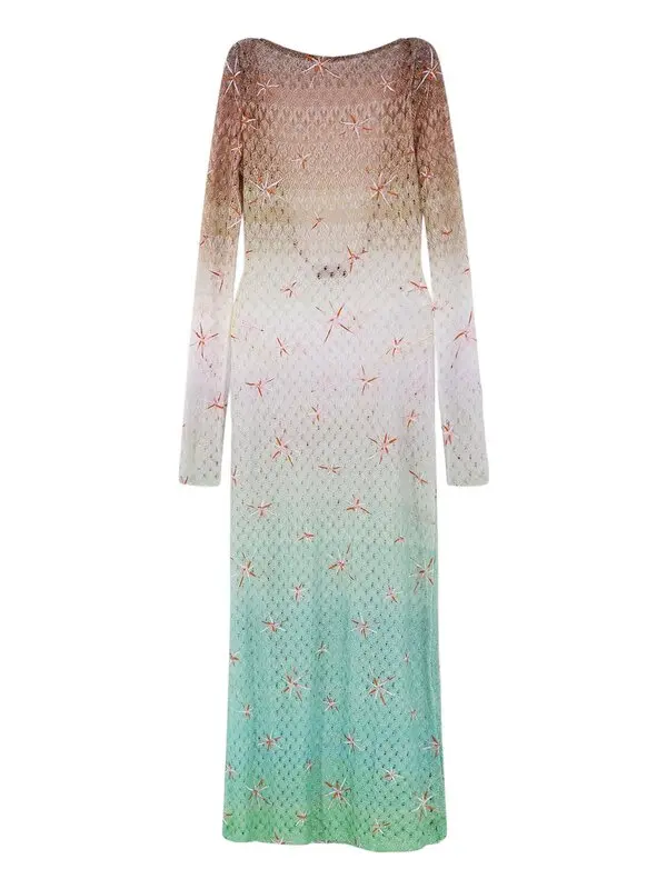 Missoni Long Sleeve Embroidered Cover-up Dress - Multicolor