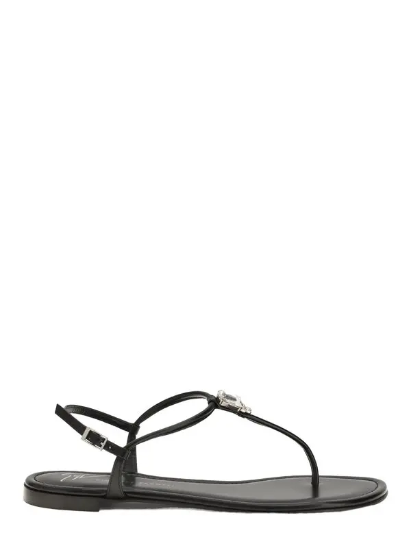 GIUSEPPE ZANOTTI Pia Mizuki Leather Embellished Thong Sandals - Black