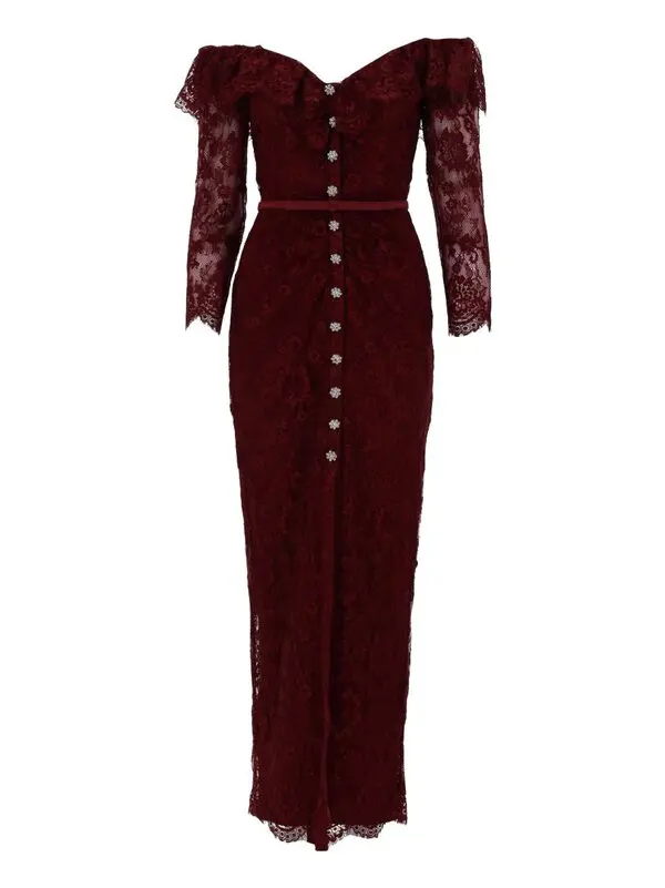 SELF-PORTRAIT Lace Dress With Jewel Buttons - Multicolor