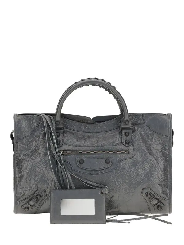 Balenciaga Le City Medium Handbag In Arena Lambskin - Gray