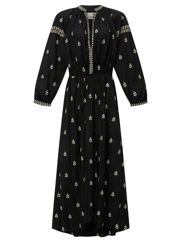 Isabel Marant Étoile Rodilia Silk Long Dress With Embroidery - Multicolor