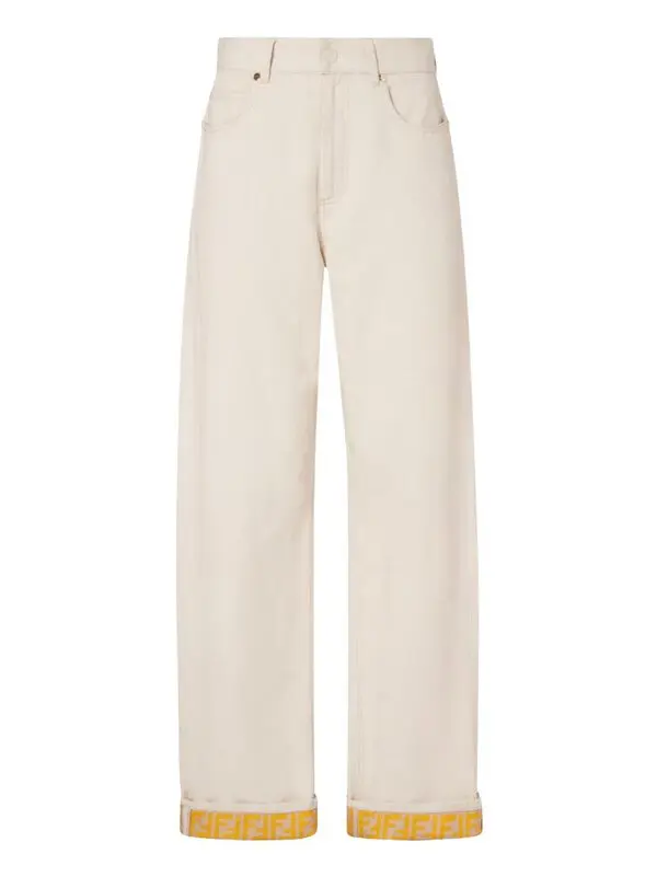 Fendi Straight-leg Jeans With Fluo Details - White