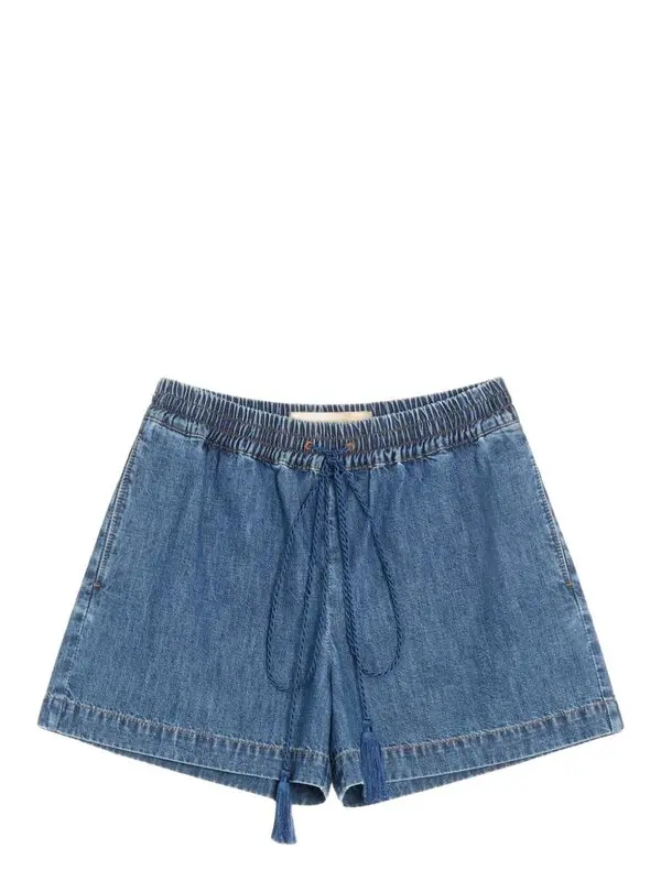 Valentino Garavani Chambray Drawstring Denim Shorts - Multicolor