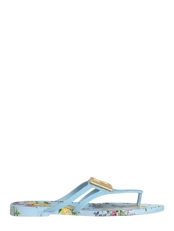 Dolce & Gabbana Dg Logo Floral Print Thong Sandals - Multicolor