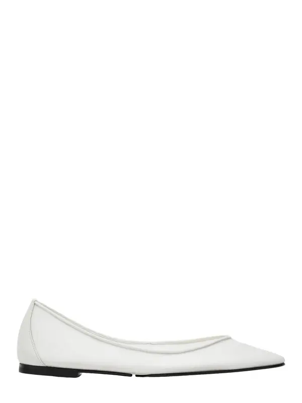 Jacquemus Pointed Toe Calfskin Ballerina Flats - White