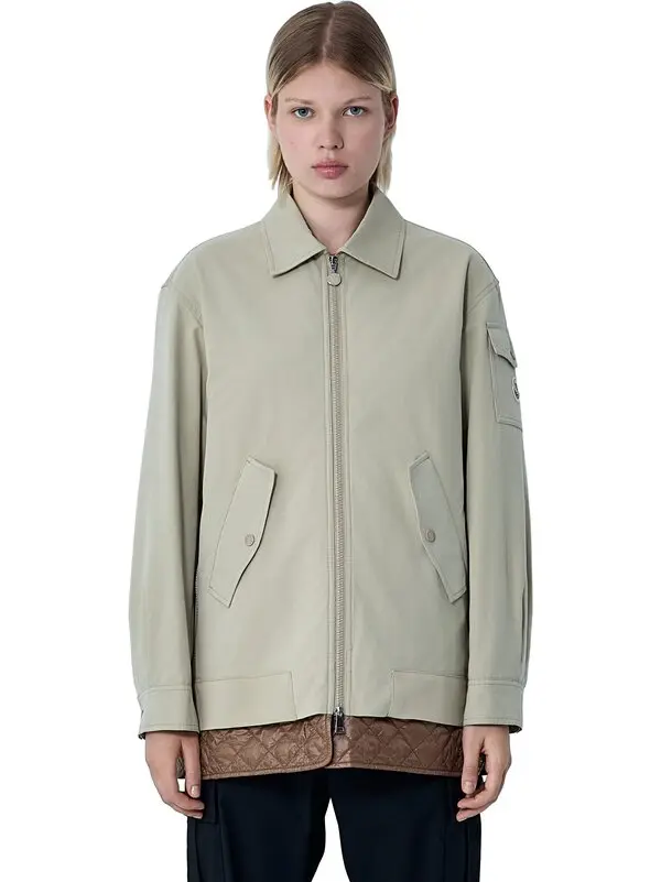 Moncler Felci Jacket Zip Up, Classic Collar, Long Sleeve - Cream