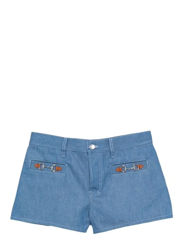 Gucci Denim Cotton Shorts With Horsebit Detail - Multicolor