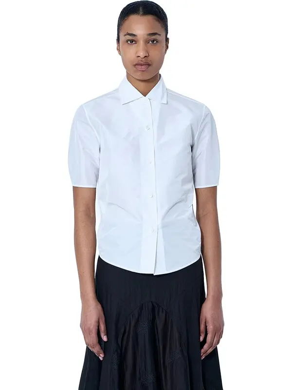 JIL SANDER Short Sleeve Cotton Poplin Shirt - White