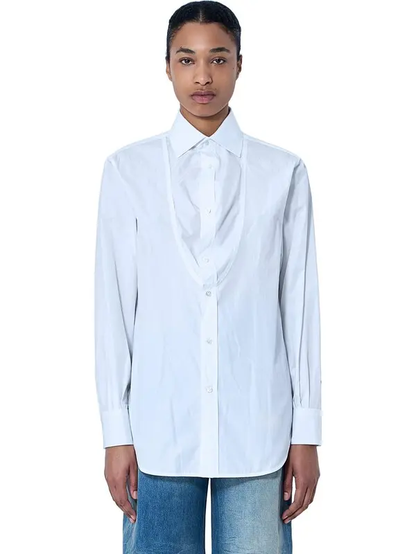 MAISON MARGIELA Folded V-neck Collar Shirt - White