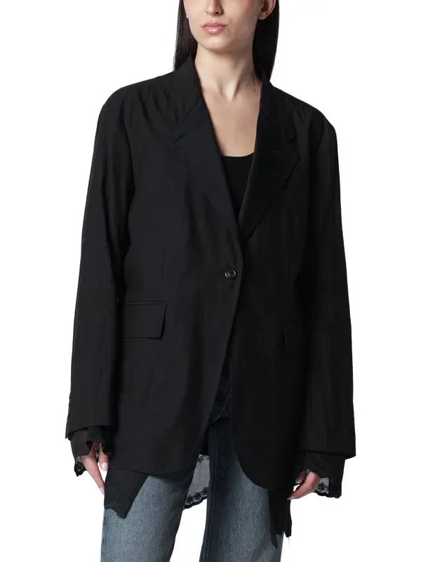 Our Legacy Reversible Drip Blazer In Soot Techflax - Black
