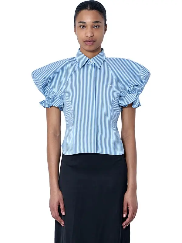 VIVIENNE WESTWOOD Gexy Puff Sleeve Striped Blouse - Blue