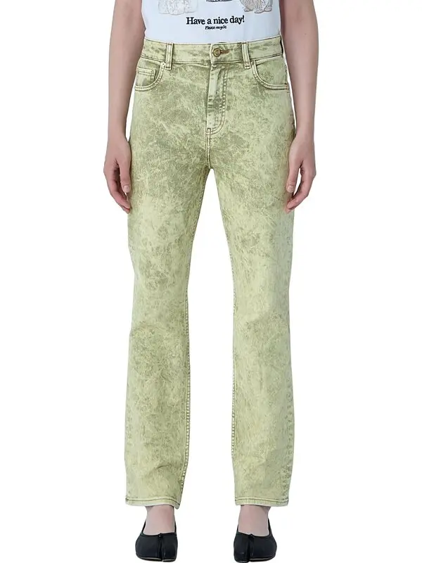 GANNI Foil Overdyed Straight-leg Jeans - White