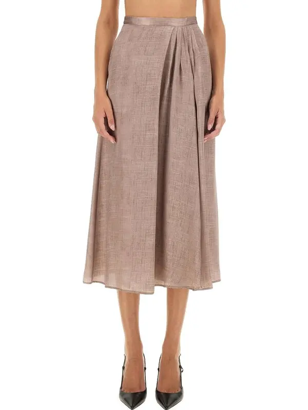 Kiton Midi Skirt In Silk And Viscose Blend - Pink