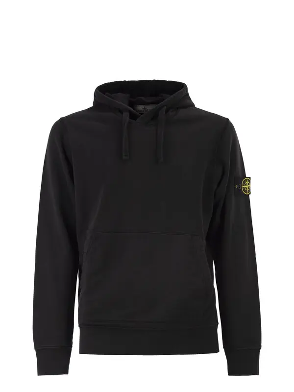 Stone Island Regular Fit Hooded Sweatshirt - Black