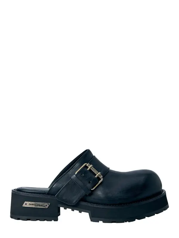 Balenciaga Venom" Burn-out Mules With Buckle And Chunky Sole - Black