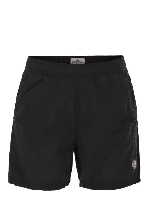 Stone Island Regular Length Swim Shorts With Pockets - Black