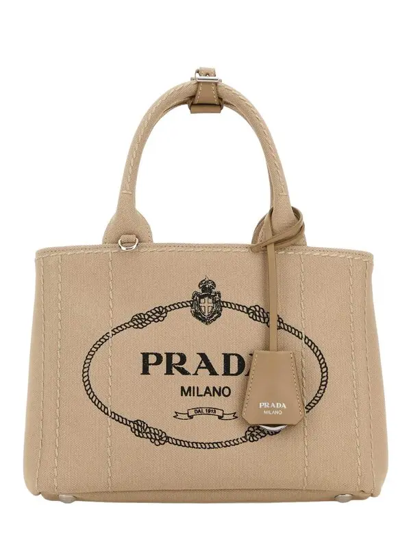 Prada Small Canvas Jardinière Handbag - Brown