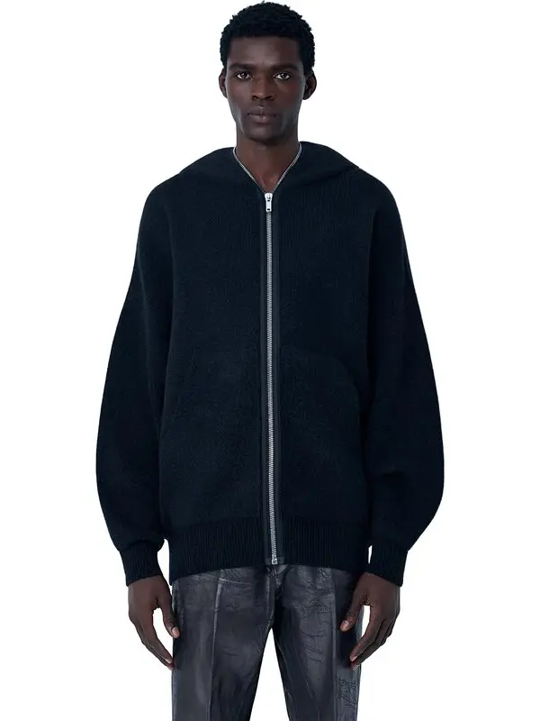 Rick Owens Wool-fleece Hooded Zip-up Sweatshirt - Black