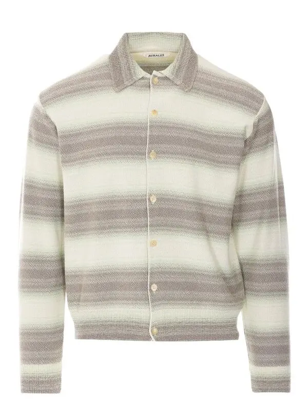 Auralee Striped Cotton Silk Blend Cardigan - Multicolor