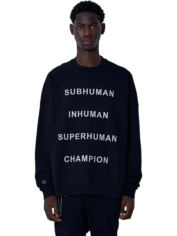Rick Owens Printed Cotton Sweatshirt - Black